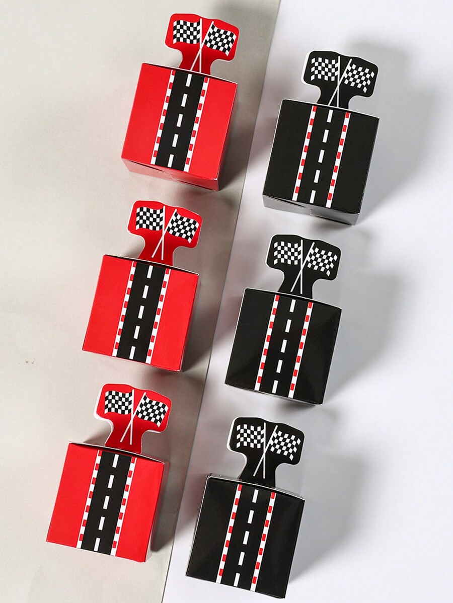 24pcs Racing Car Theme Gift Box Red Black Checkered Flag Racing Track ...