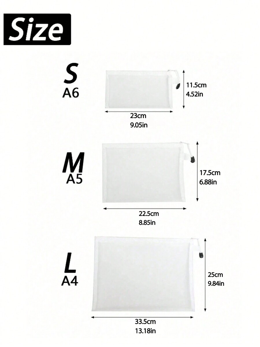 1/5/12pcs A4/A5/A6 Mesh Zipper Bag Zipper Folder School Office Supplies ...