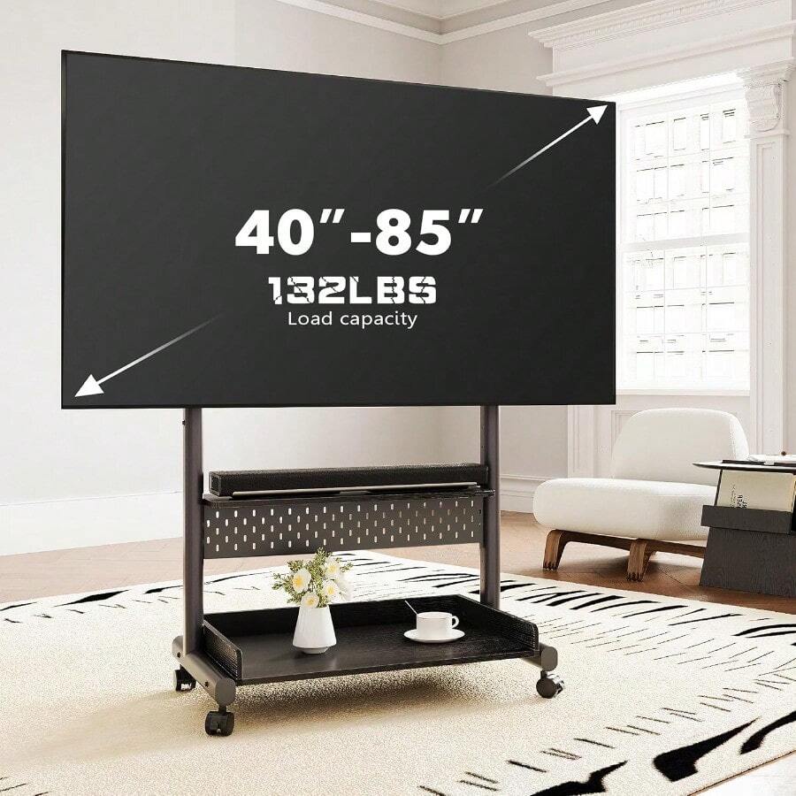 FITUEYES TV Floor Stand On Wheels For 40-85" Screens Rolling TV Stand ...