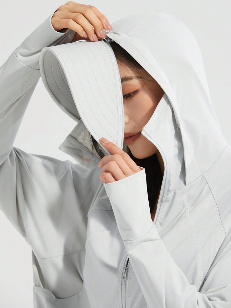 Women's UPF 50+ Sun Protection Jacket With Face Mask, Detachable Hooded ...