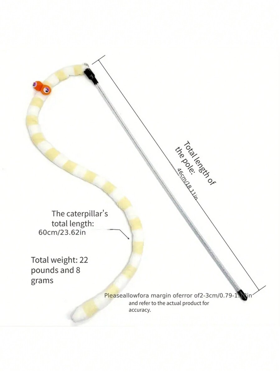 1pc Cute Caterpillar Cat Toy Stick With Bell - Durable Interactive Toy ...