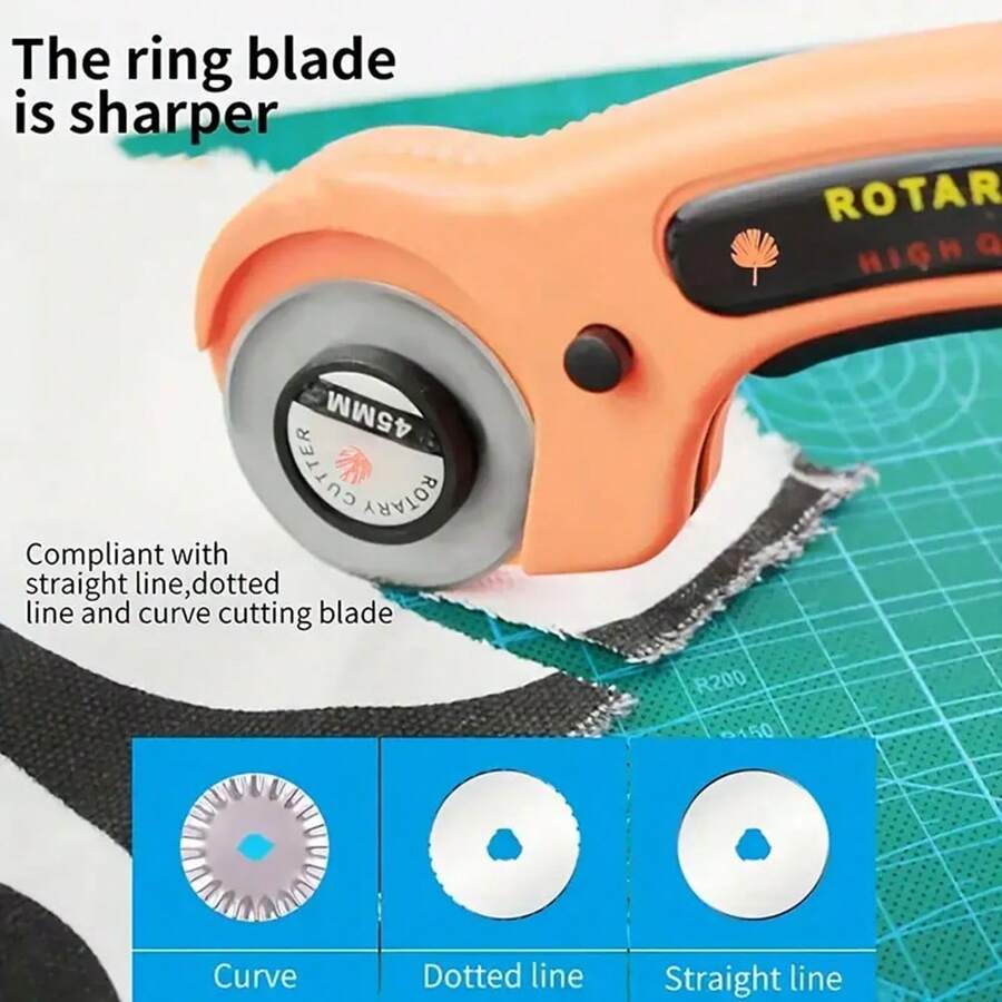 45mm Rotary Cutter With 5 Replacement Blades Safety Lock Rotary Cutter ...
