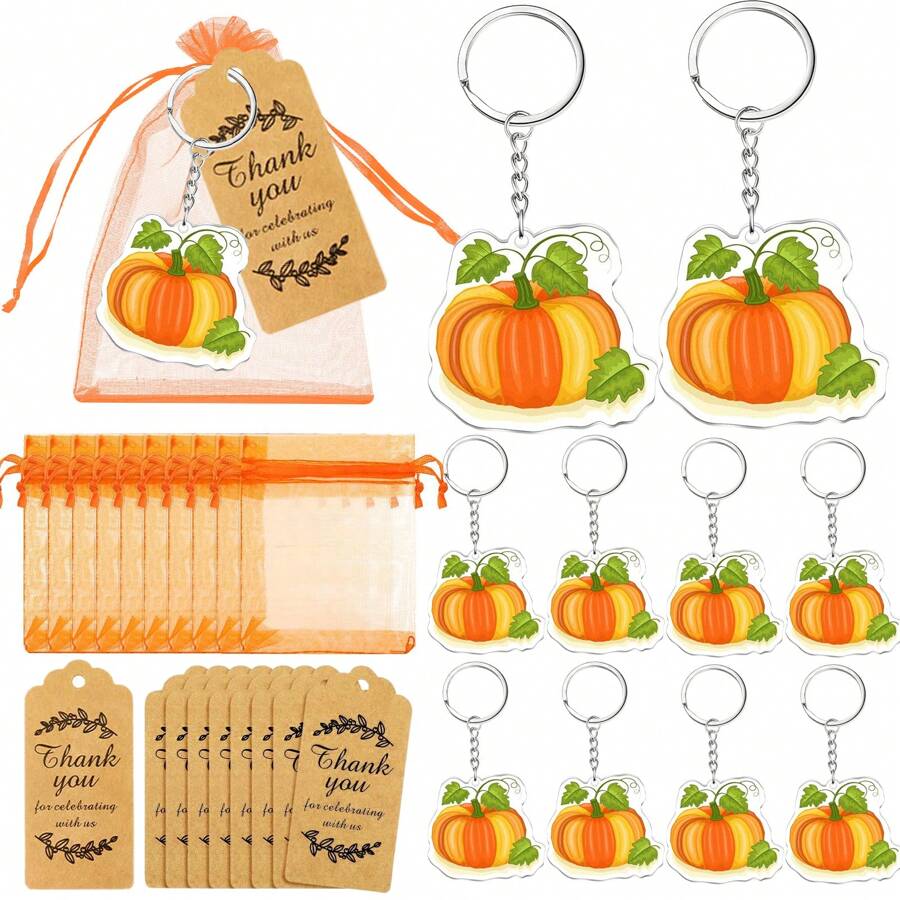 10 Set Little Pumpkin Party Favors Include 10 Pcs Cute Pumpkin Key ...