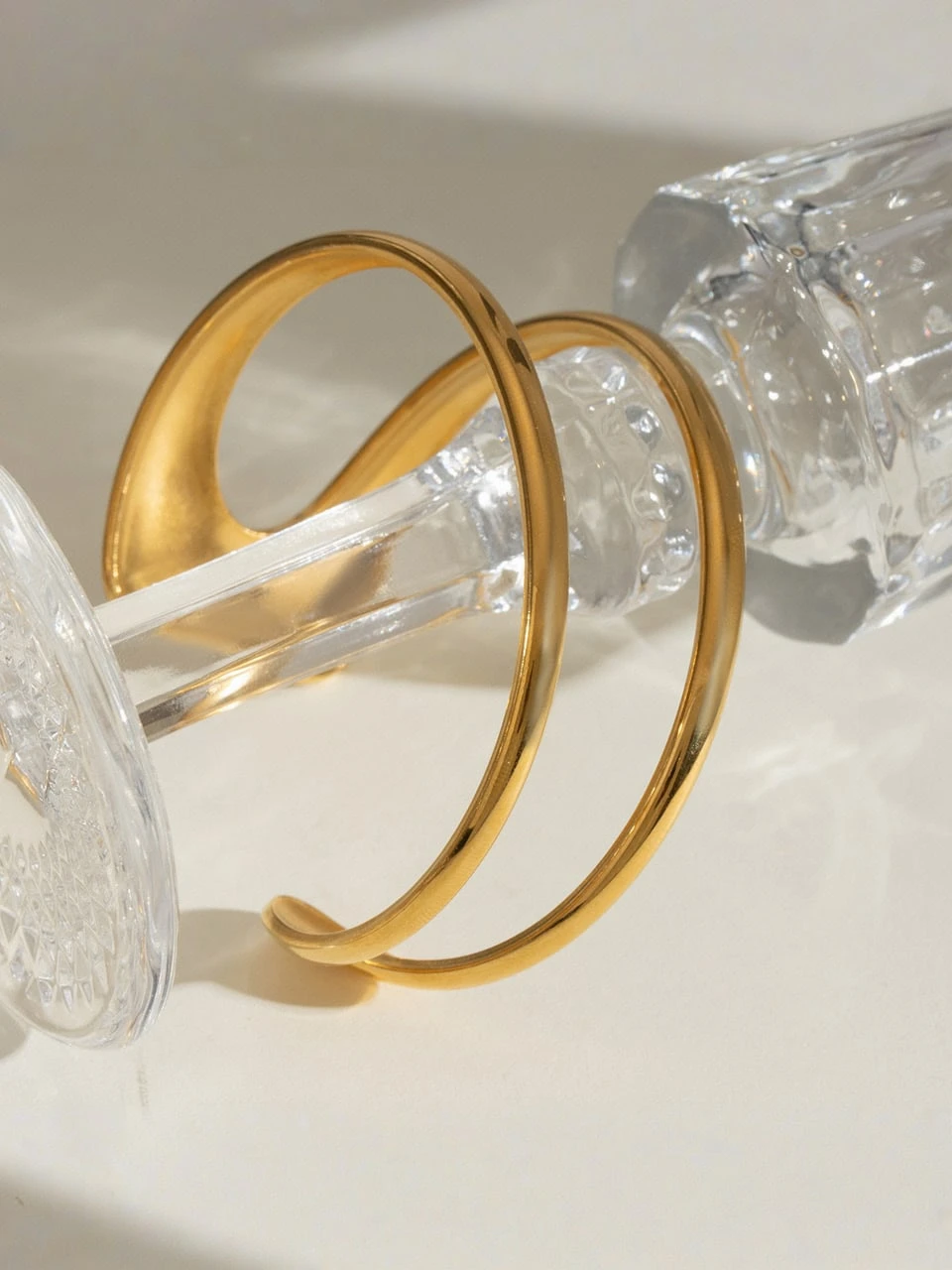 1pc Gold-Toned Geometric Twisted Open Bangle, Chic & Fresh Style ...