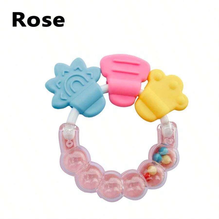 2in1 Baby Rattle Teether Silicone Chewing Toy,Infant Hand Grab Shaker ...