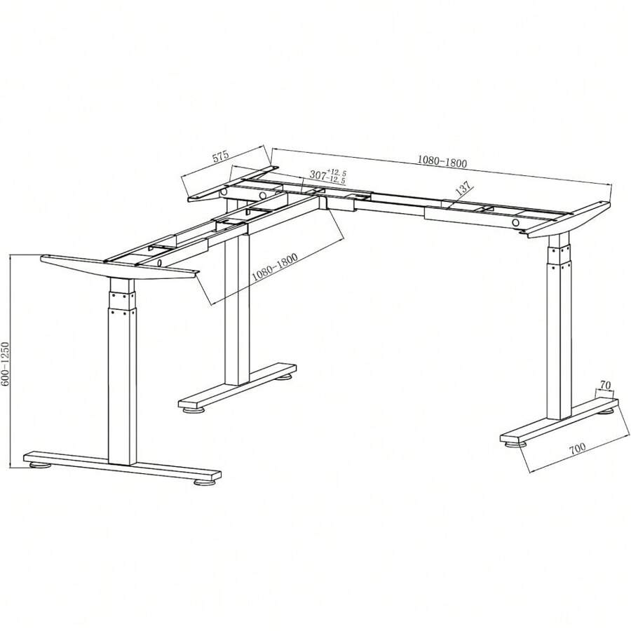 Shaped Height Adjustable Standing Corner Desk Frame, Ergonomic Sit ...