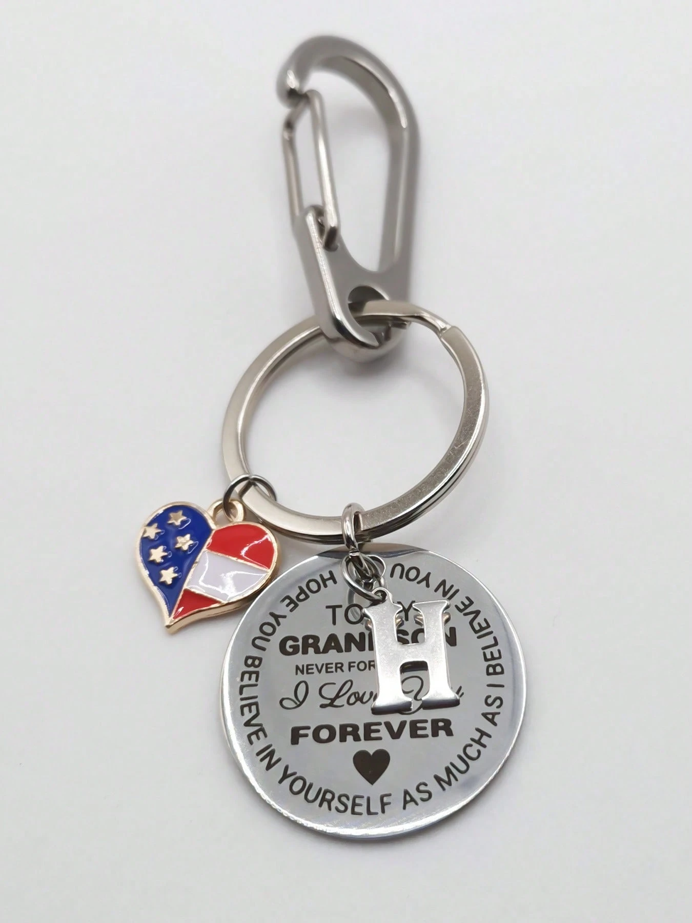 1 Piece Initials A-Z Pendant Key Ring, Rectangular Shape Stainless ...