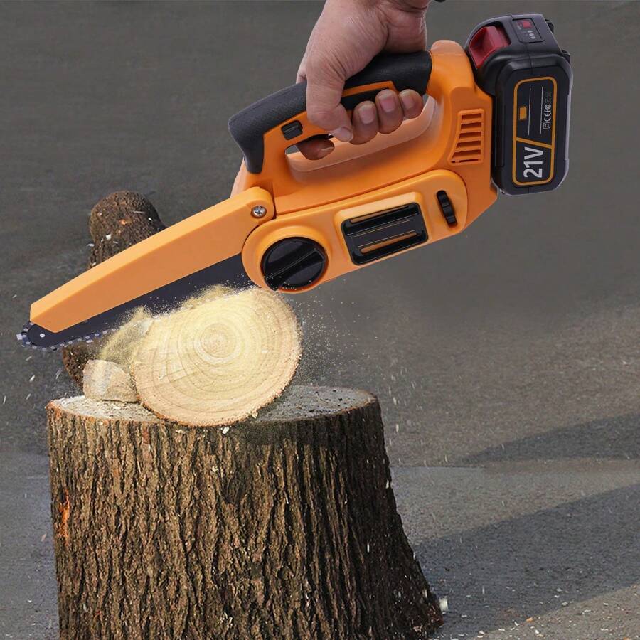 Cordless Mini Chainsaw Battery Powered With 21V 4000mAh Rechargeable ...