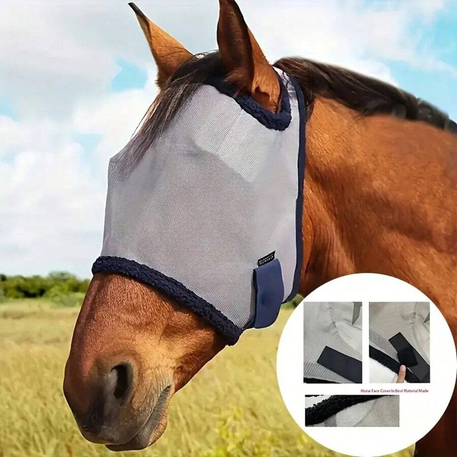 Breathable Mesh Horse Fly Mask, Comfortable Equestrian Fly Repellent ...