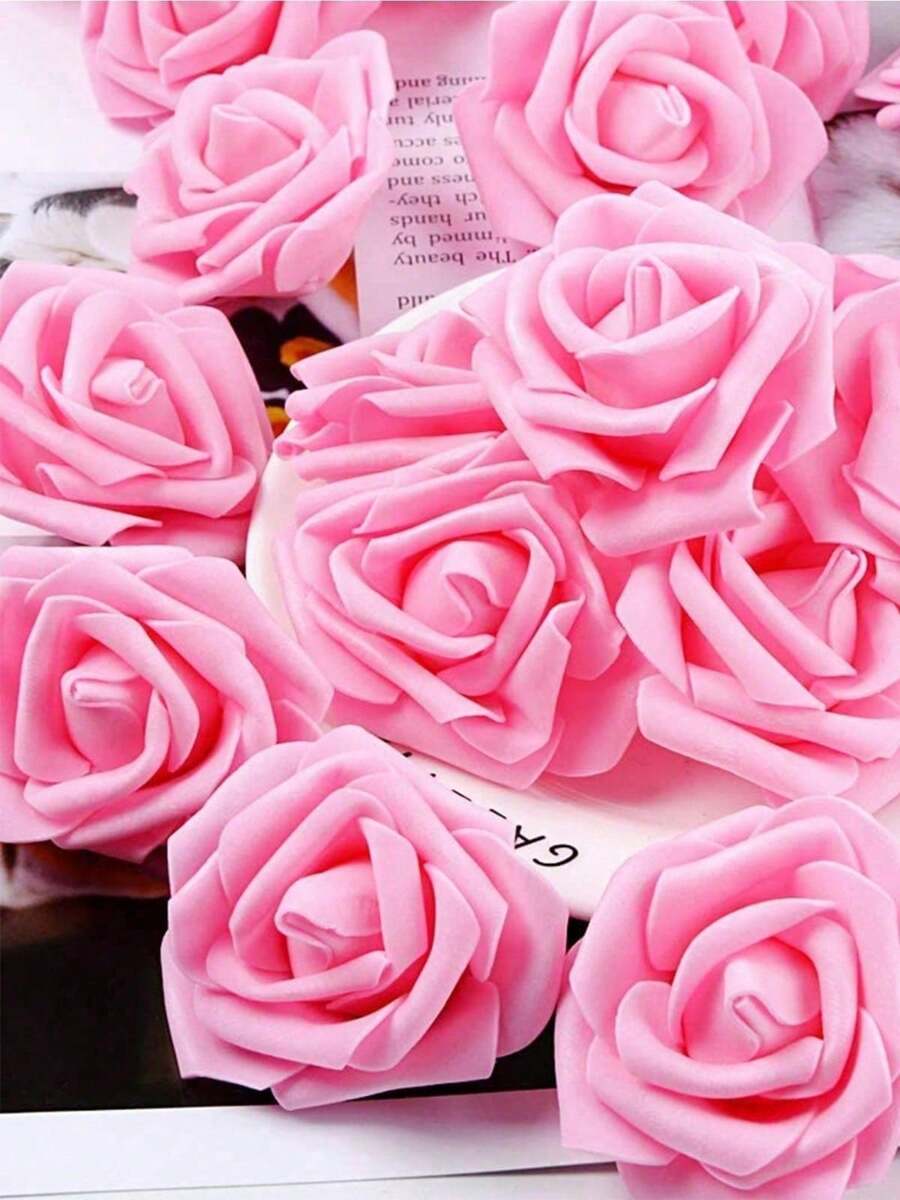 100Pcs Artificial Rose Flower Heads, Fake Foam Roses Without Stem For ...