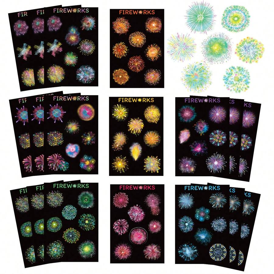8pcs Firework Stickers Happy Holiday Stickers Firework Party Favors ...