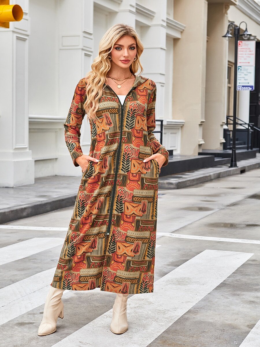 Women's Hooded Patterned Robe, Made Of High-Quality And Soft Fabric, Is ...