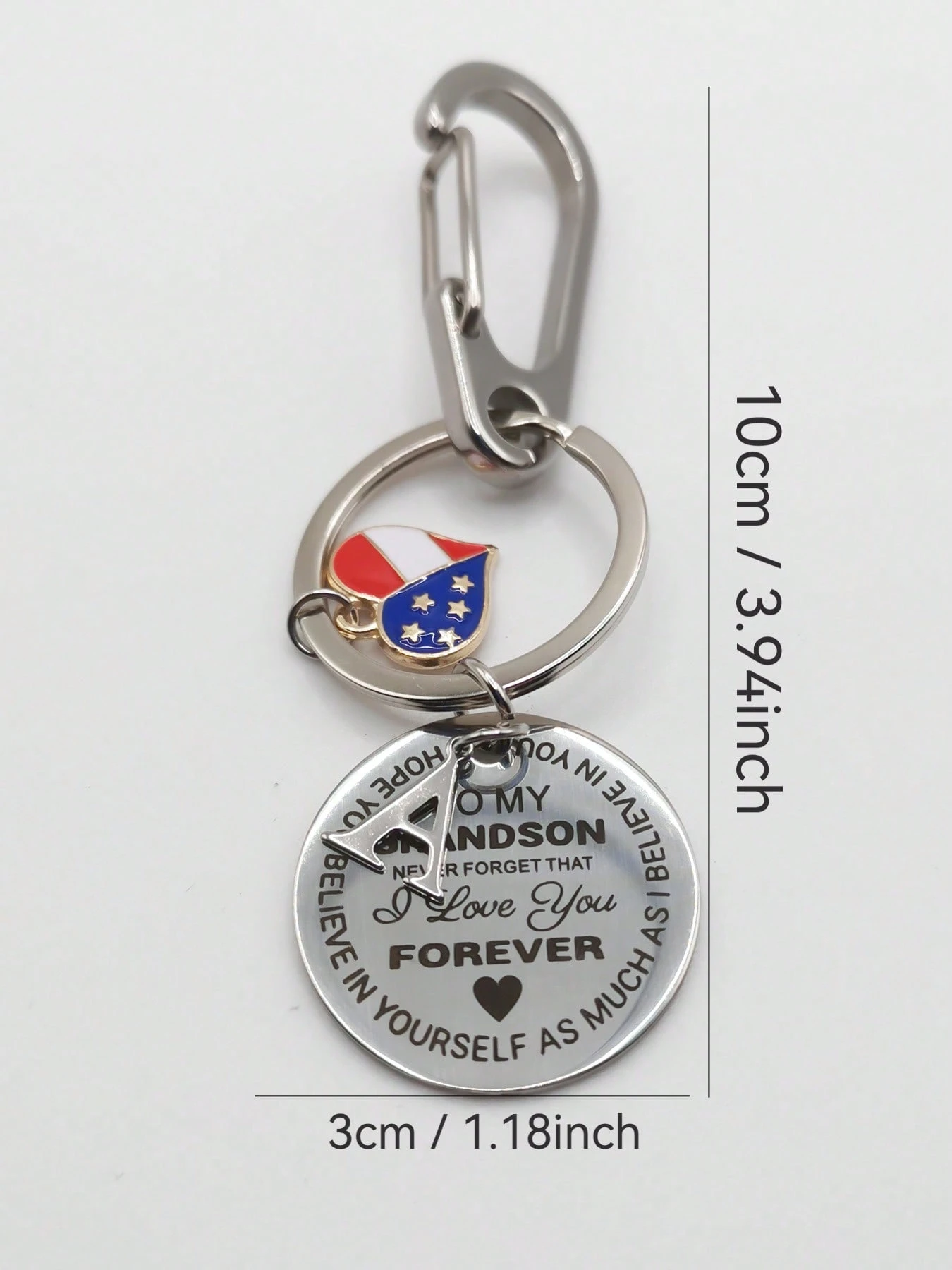 1 Piece Initials A-Z Pendant Key Ring, Rectangular Shape Stainless ...