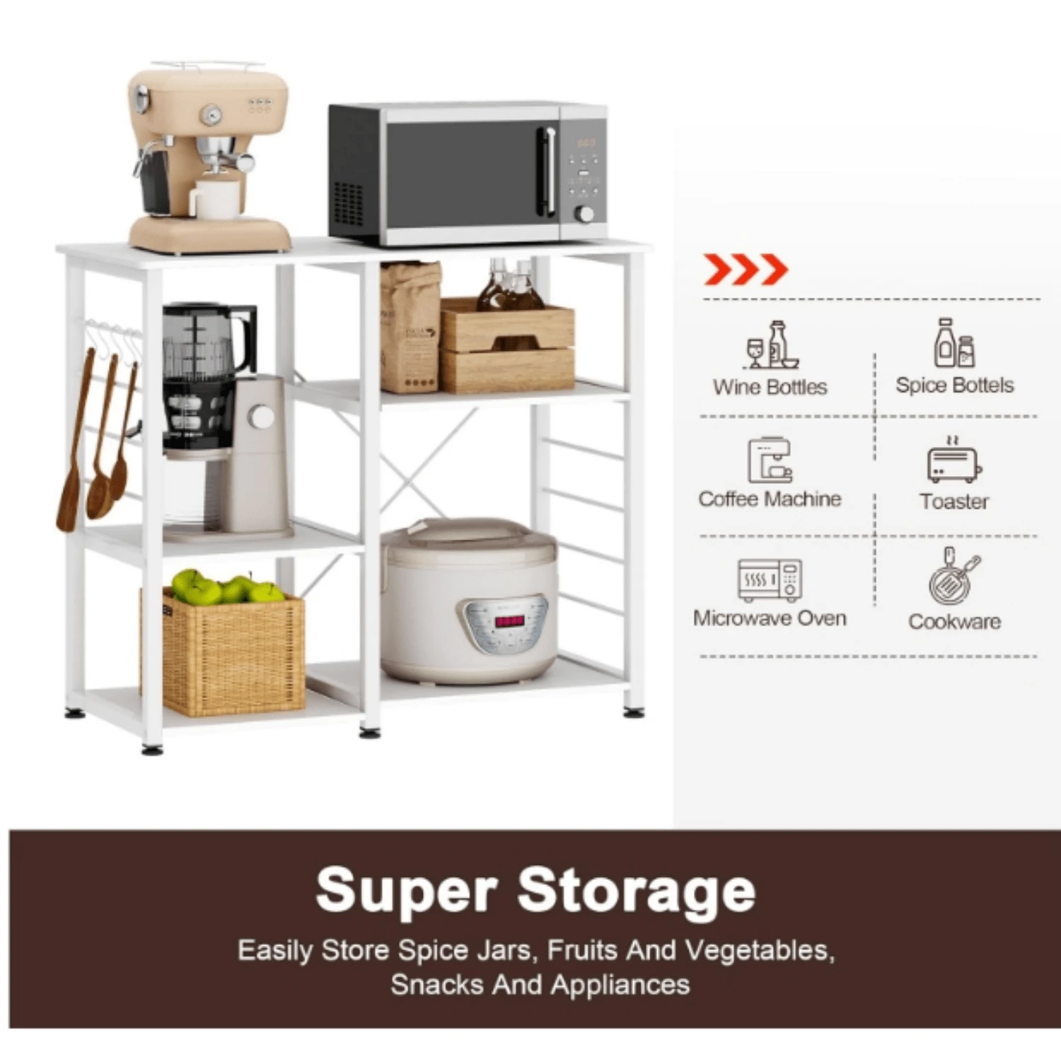 Kitchen Standing Baker's Rack, Utility Microwave Oven Stand, Multi ...