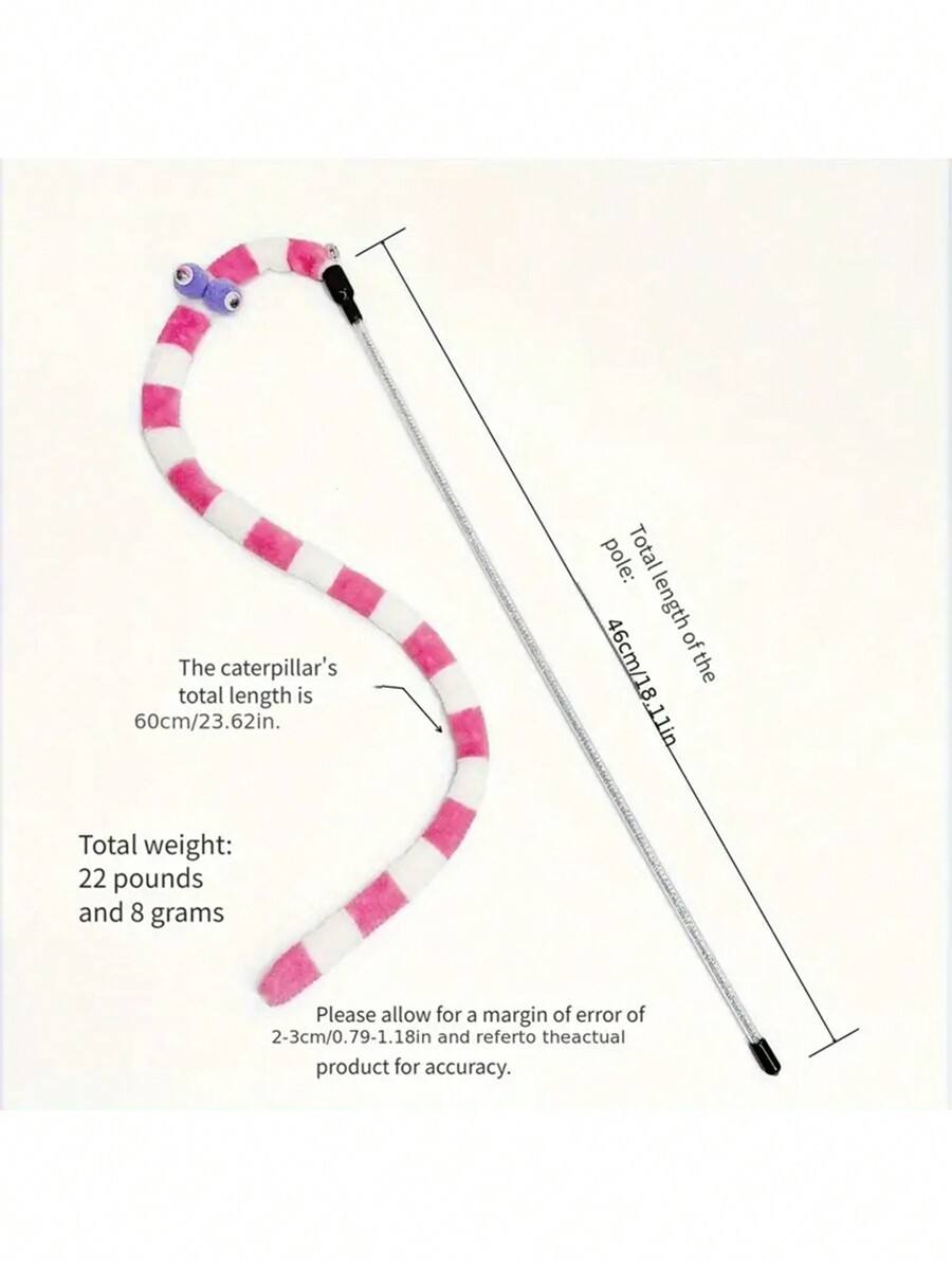 1pc Cute Caterpillar Cat Toy Stick With Bell - Durable Interactive Toy ...