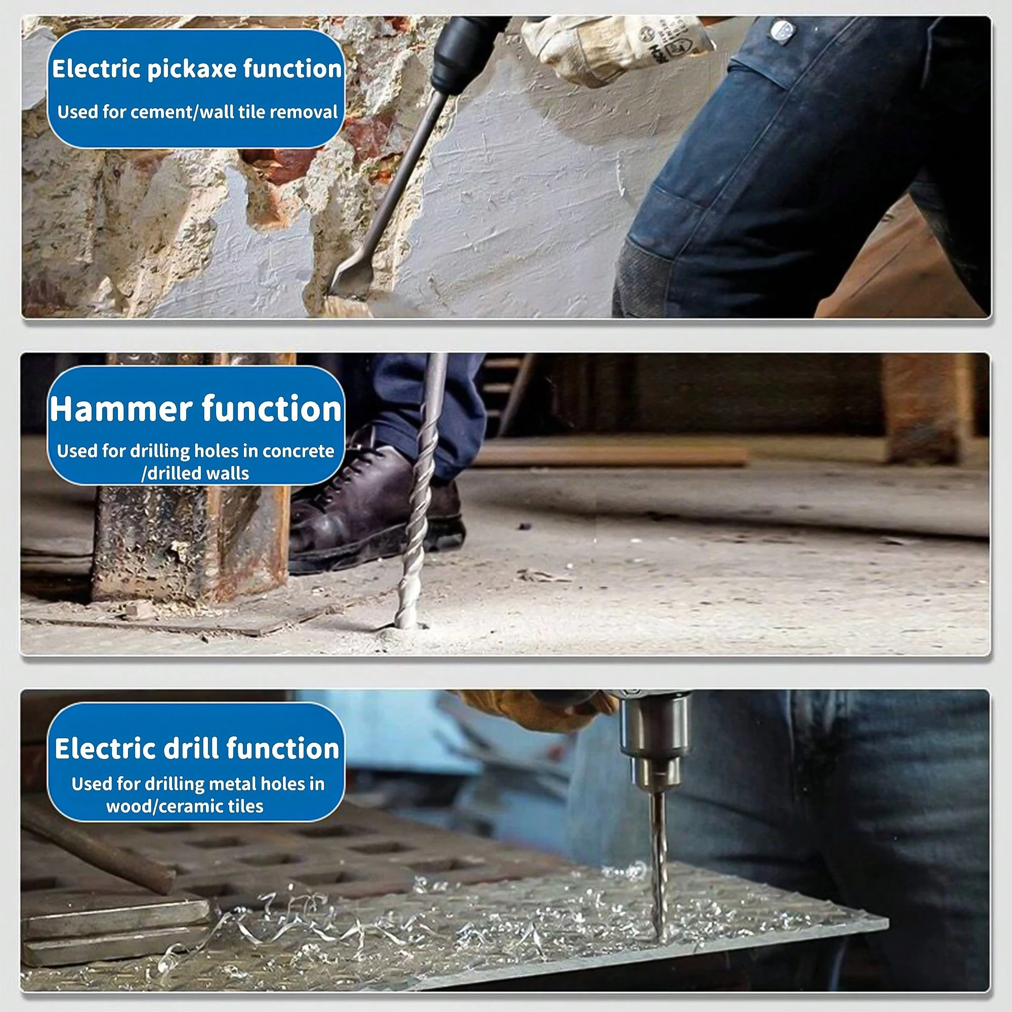 Cordless Impact Drill, Li-Ion Battery Powered Hammer Drill, Industrial ...