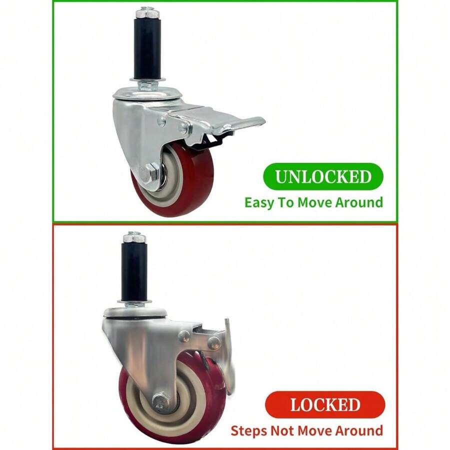 4 Steps Ladder With Wheels, Industrial & Warehouse Step Ladder, Rolling ...