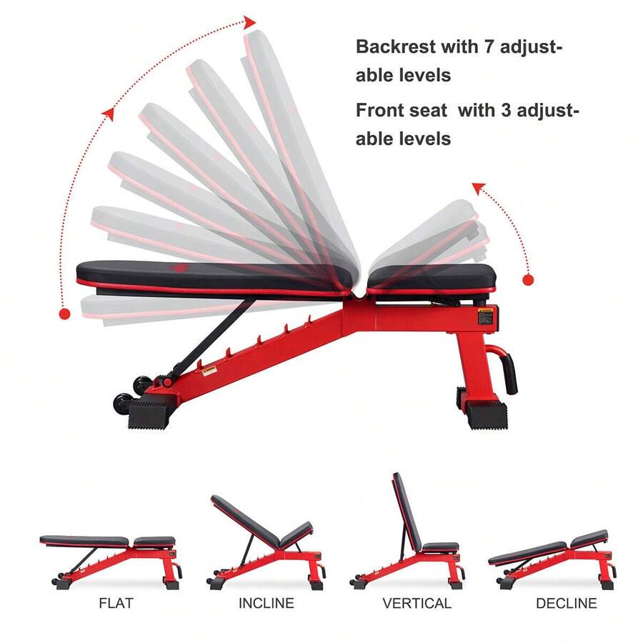 1000lb Heavy Duty Adjustable Weight Bench For Full Body Workout For ...