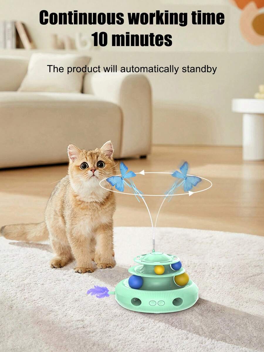 New Smart Electric Cat Toy, Self-Playing Rotating Disk With Butterfly ...