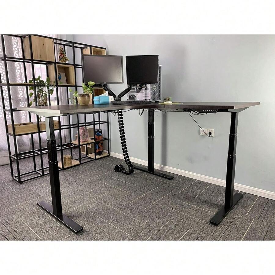Shaped Height Adjustable Standing Corner Desk Frame, Ergonomic Sit ...
