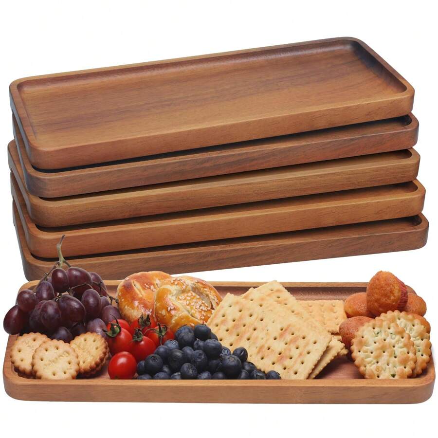 Acacia Wood Tray, Breakfast Tray, Cake Tray, Bread Tray, Kitchen Tray ...