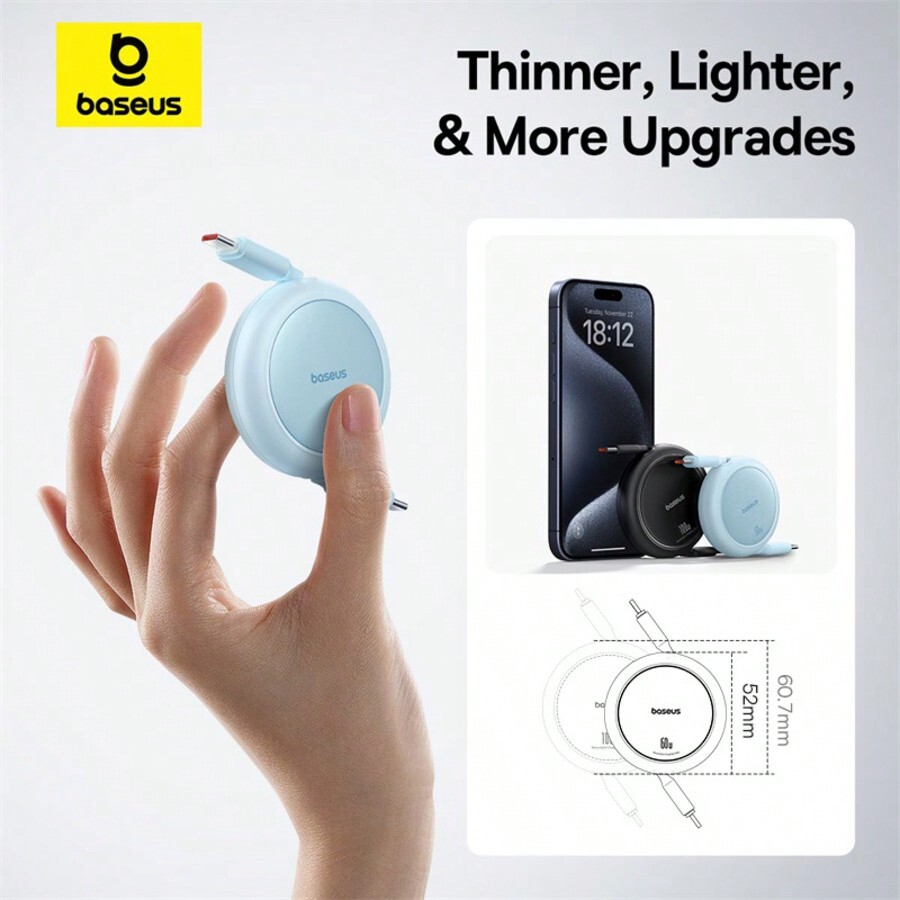 Baseus Baseus Free2pull Mini Cabo De Carregamento Usb C Para Usb C 60w 1m Shein Brasil