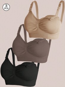 3-Pack Nylon Maternity Underwear Nursing Bra Without Underwire Front ...