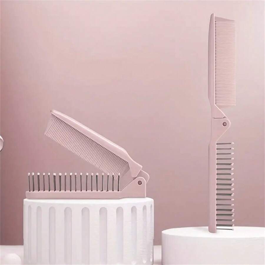 1pc Portable Double-Headed Hairstyle Brush - Foldable Plastic Comb ...