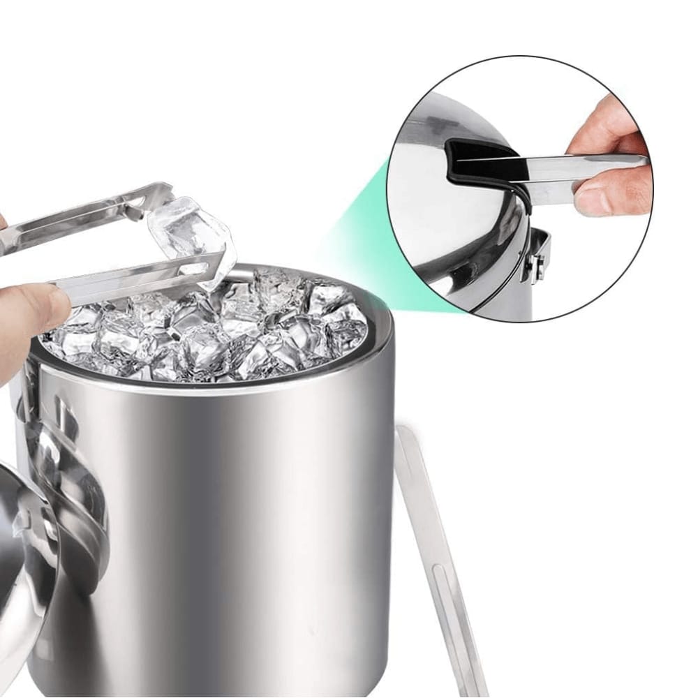Ice Bucket, Double-Wall Stainless Steel Insulated Ice Buckets With Lid ...