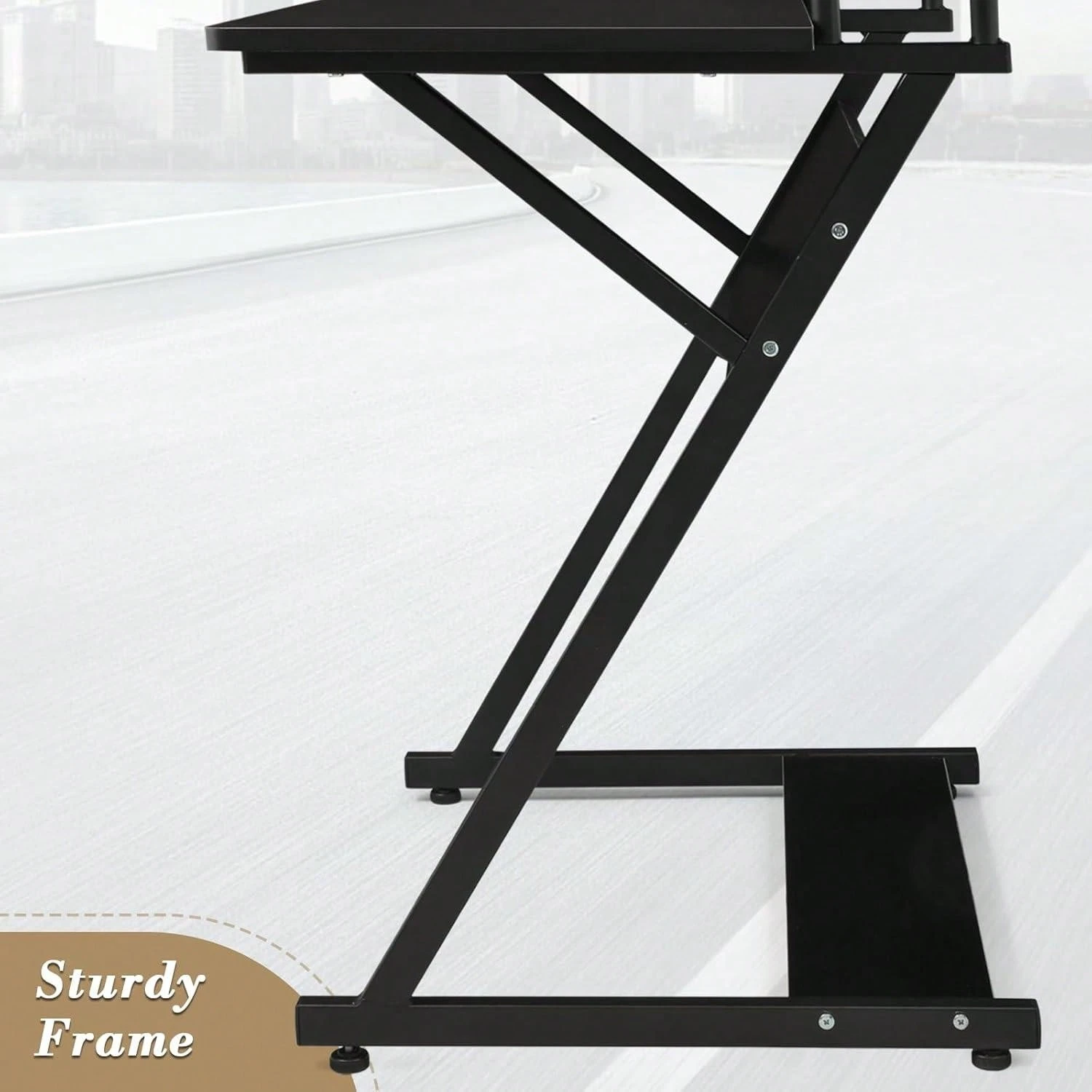 Gaming Desk Z-Shaped Computer Desk With Shelves Small Desk Standing ...