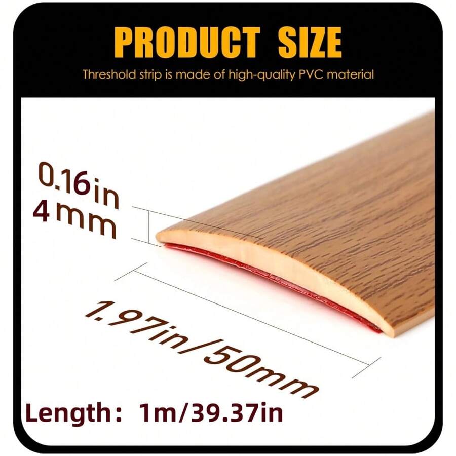 1 Roll 1m X 5cm Self-Adhesive Floor Transition Trim Strip, PVC Flooring ...
