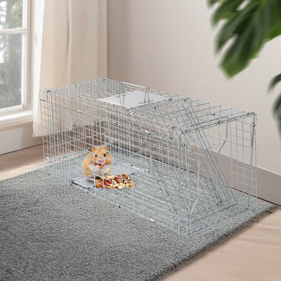 Heavy Duty Folding Raccoon Trap, Live Animal Cage Trap, Humane Cat Trap ...