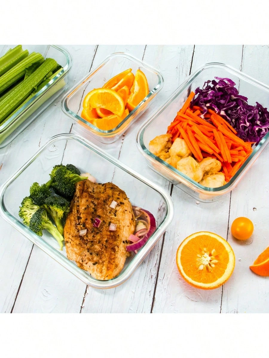 Glass Meal Prep Containers Set, Food Storage Containers With Airtight ...