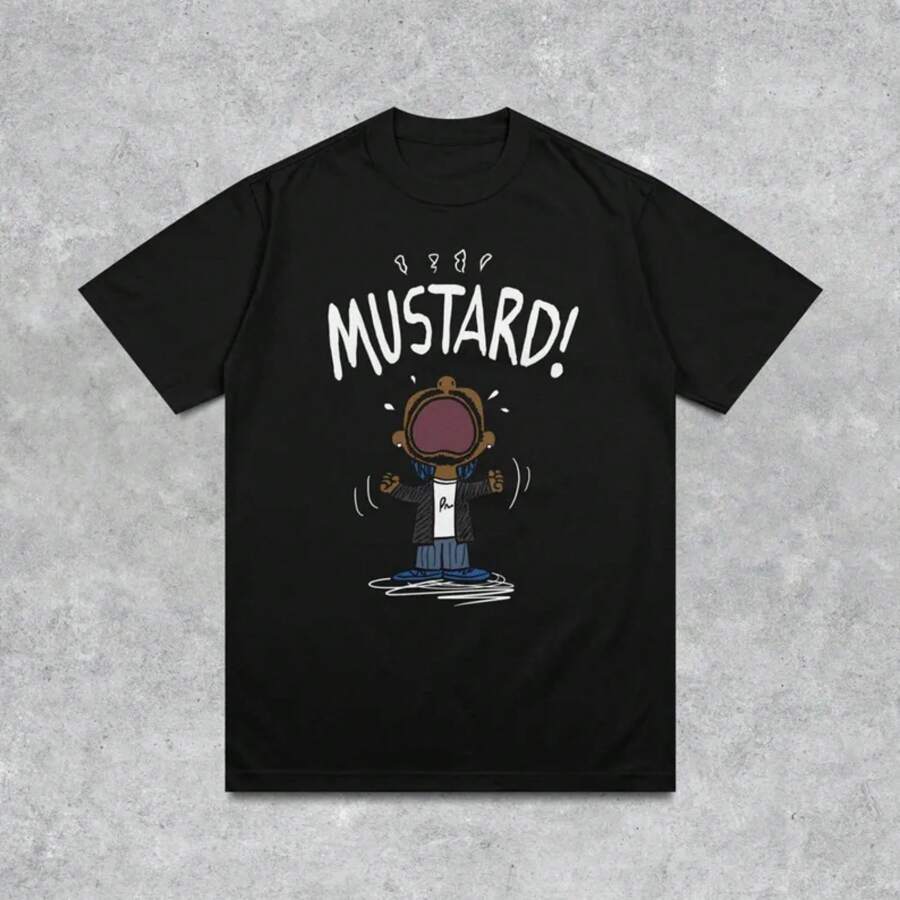 Kendrick Lamar Mustard Graphic T-Shirt Kendrick Lamar Cartoon Cut-Out ...