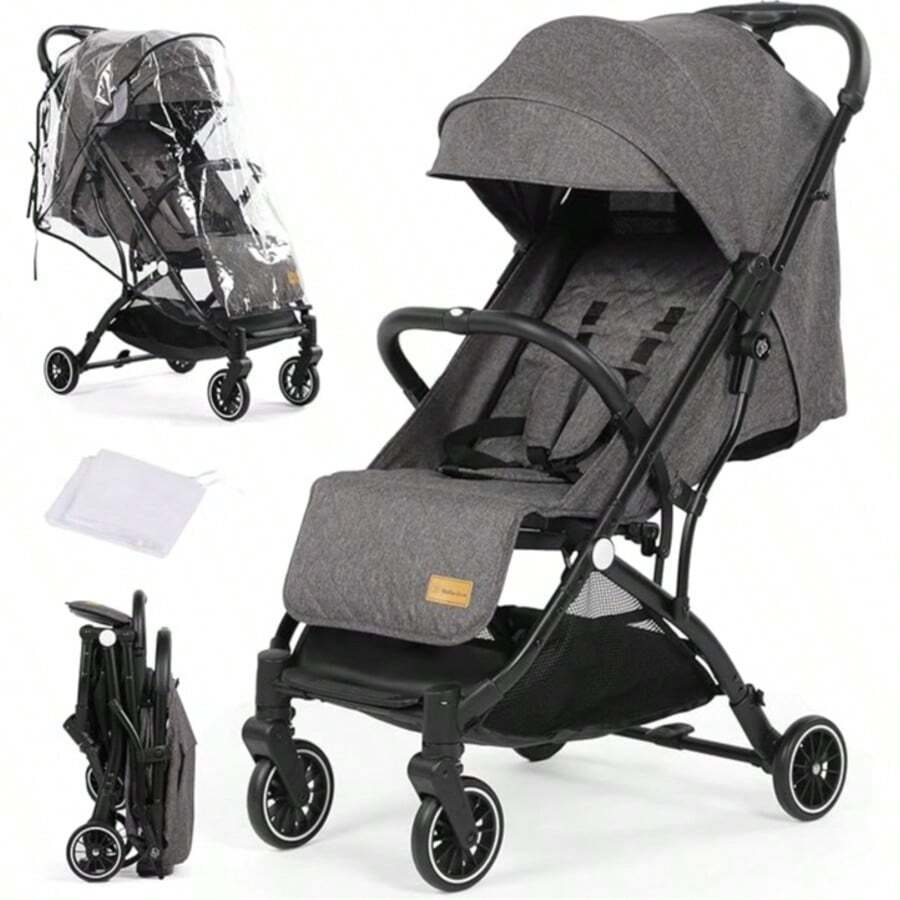 Baby Pushchair Stroller, One-Hand Foldable Compact Baby Pram With ...