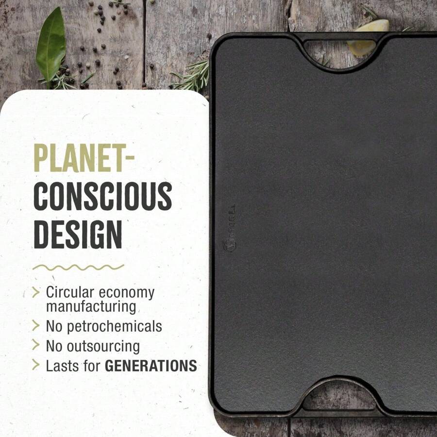 20-By-14-Inch Rectangular Cast Iron Griddle, Preseasoned Reversible ...