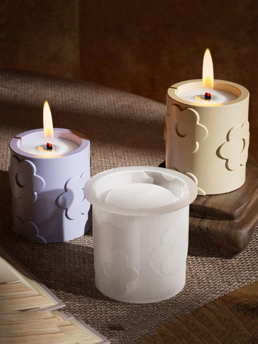 DIY Flower Embossed Resin Droplets Jewelry Box, Cylindrical Candle Cup ...