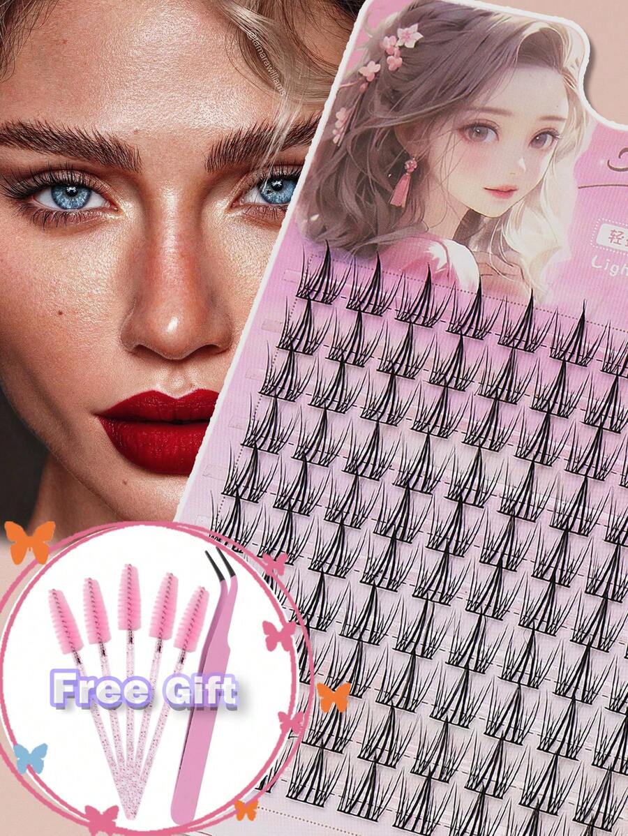 C Curl 100 Pieces Segmented False Eyelashes Cross Wedding Party And ...