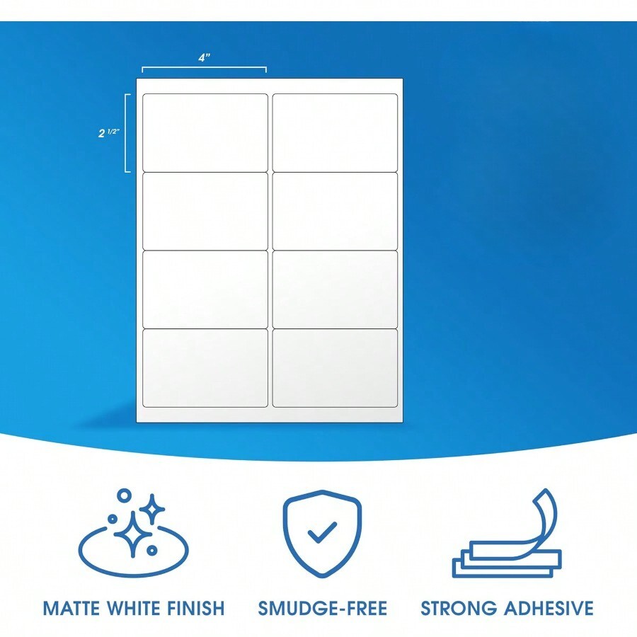 Printable Laser And Inkjet Labels - 4" X 2 1/2" White Labels On Printer ...