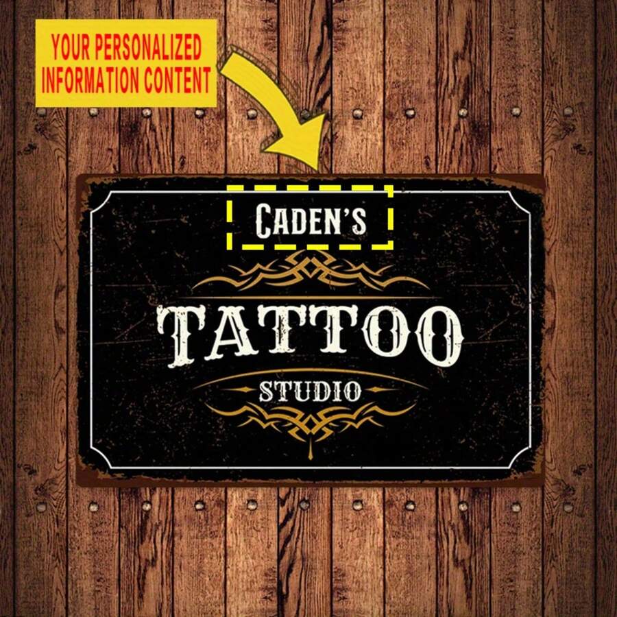 Personalized Metal Tattoo Studio Sign - Customizable Metal Sign For ...