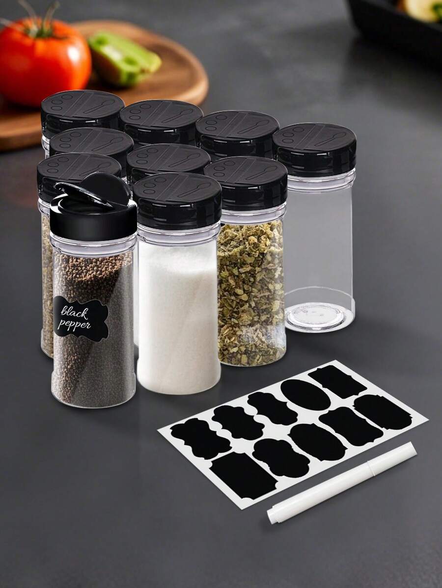 12pcs/Set-10pcs Transparent Plastic Seasoning Bottles & 1pc Stickable ...