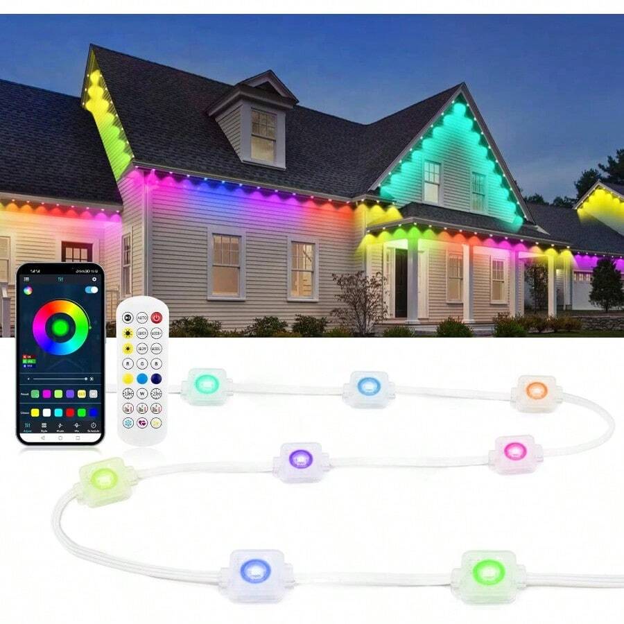 Permanent Outdoor Lights 30M Smart RGBIC Eaves Lights 60 LED Outdoor ...