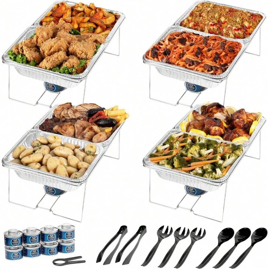 4 Full Size (For Price Of 3) Disposable Buffet Set With Spoons And ...