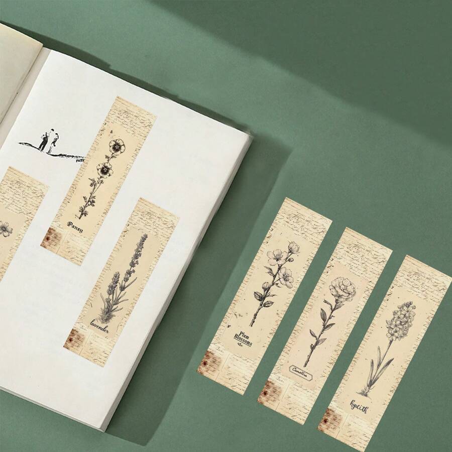 30 Retro Flower Bookmark Series Simple Handbook Literary Creative ...