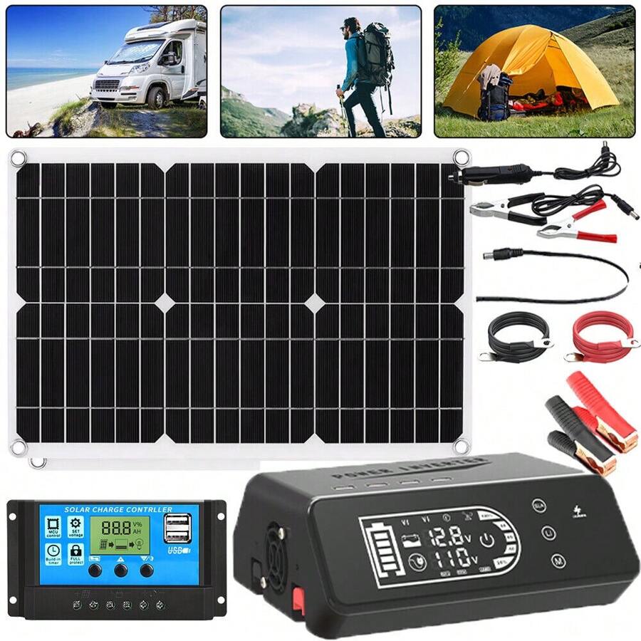 2000W Complete Solar Power Generator Battery Pack Portable Home 110V ...