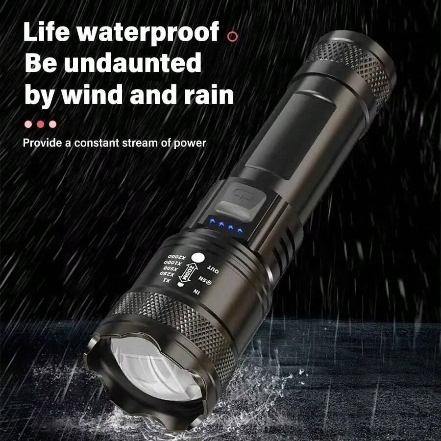1pc Ultra-Bright Rechargeable Flashlight, Long Range Outdoor Patrol ...