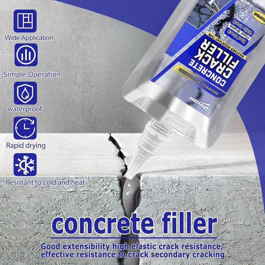 Doeyvose Concrete Crack Filler, Waterproof Board, Concrete Repair Sealant, Weather-Resistant ...
