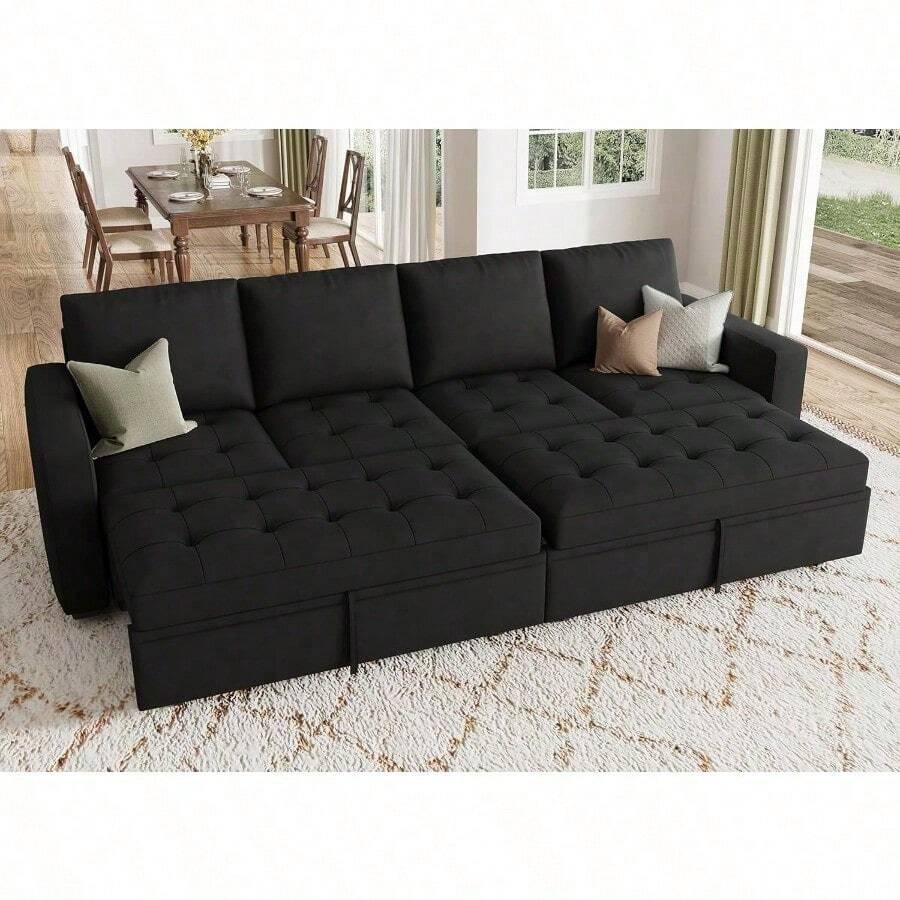 Modular Sectional Sleeper Sofa With Pull Out Bed, Rearrangeable ...