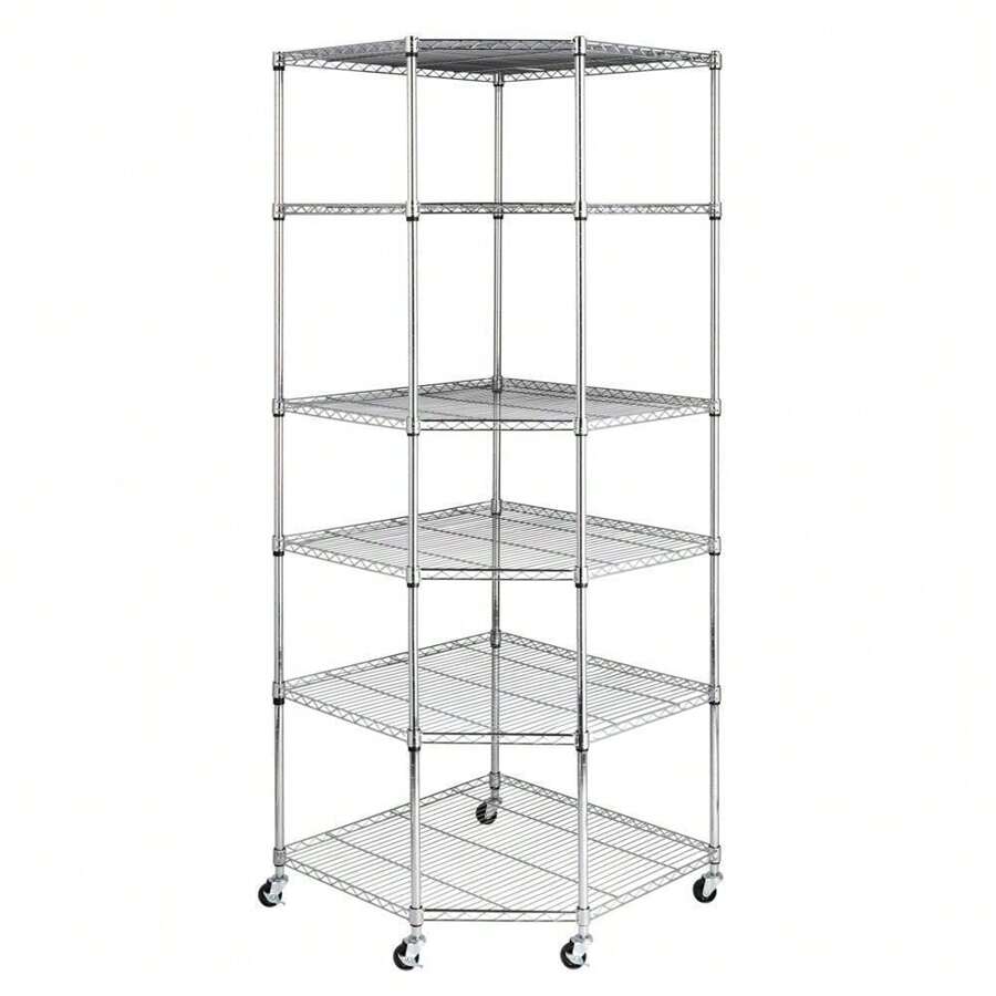 Conner 6-Tier Wire Steel Corner Shelf Garage Storage Shelving Rack ...