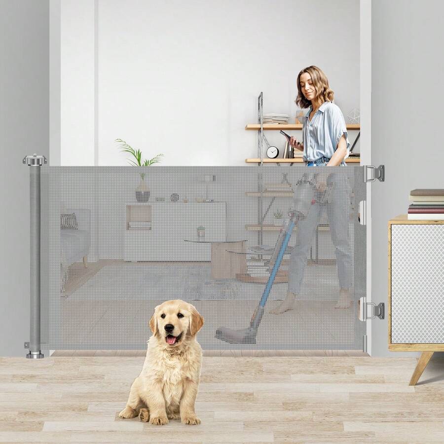 71" Extra Wide Retractable Baby Gate, 34" Tall Mesh Baby Safety Gates ...